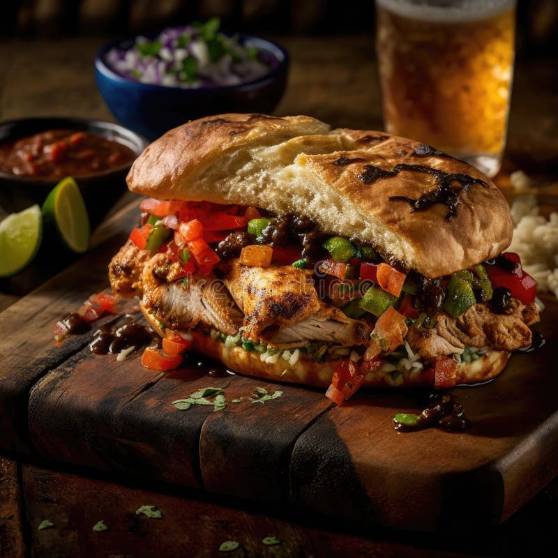 Whole Grin Bread Sandwiches with Bacon, Meat and Vegetables, AI ...