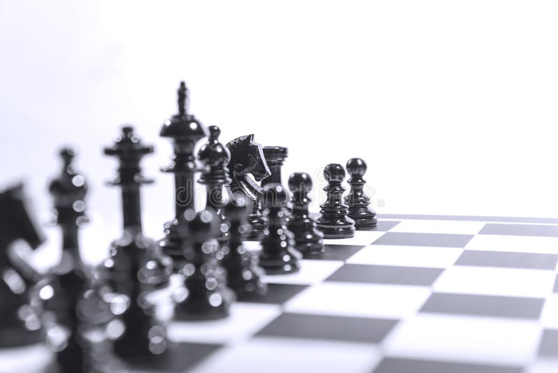 Whole Group of Black Chess Piece Stock Photo - Image of board, group ...