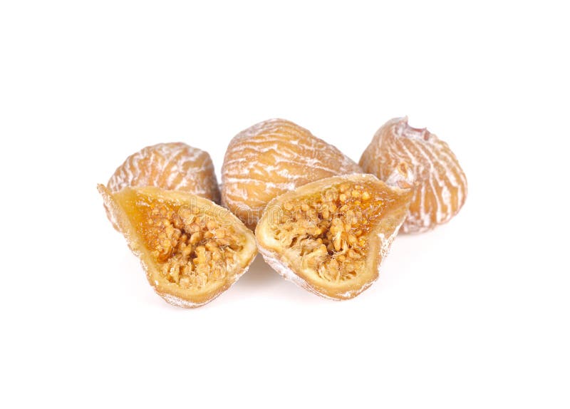 Whole and Haft Cut Small Dried Figs on White Background Stock Photo ...