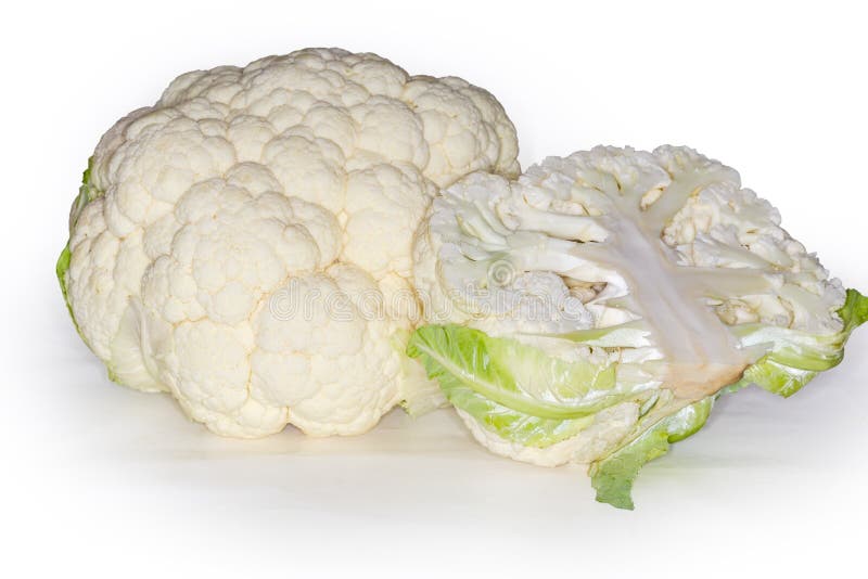 Whole and Half of Cauliflower Head on the Light Surface Stock Image ...