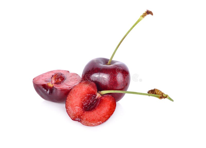 Whole and half cut cherry stock image. Image of seed - 26354869