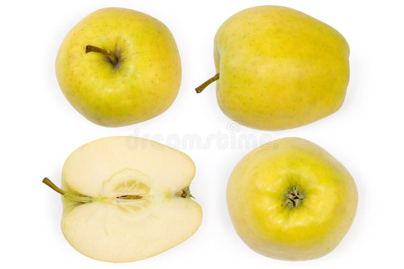 Whole and Half of Green-yellow Apple from Different Sides Stock Photo ...