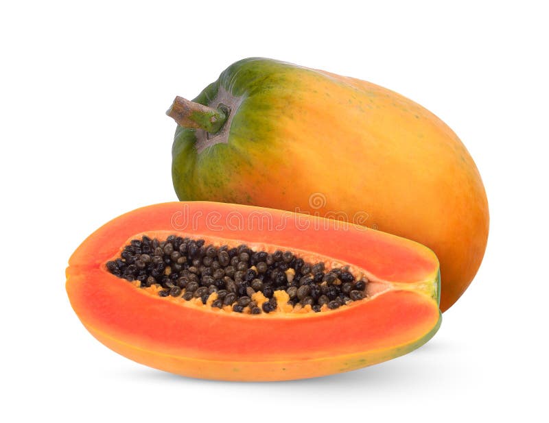Ripe Papaya Fruit Isolated on White Background Stock Image - Image of ...