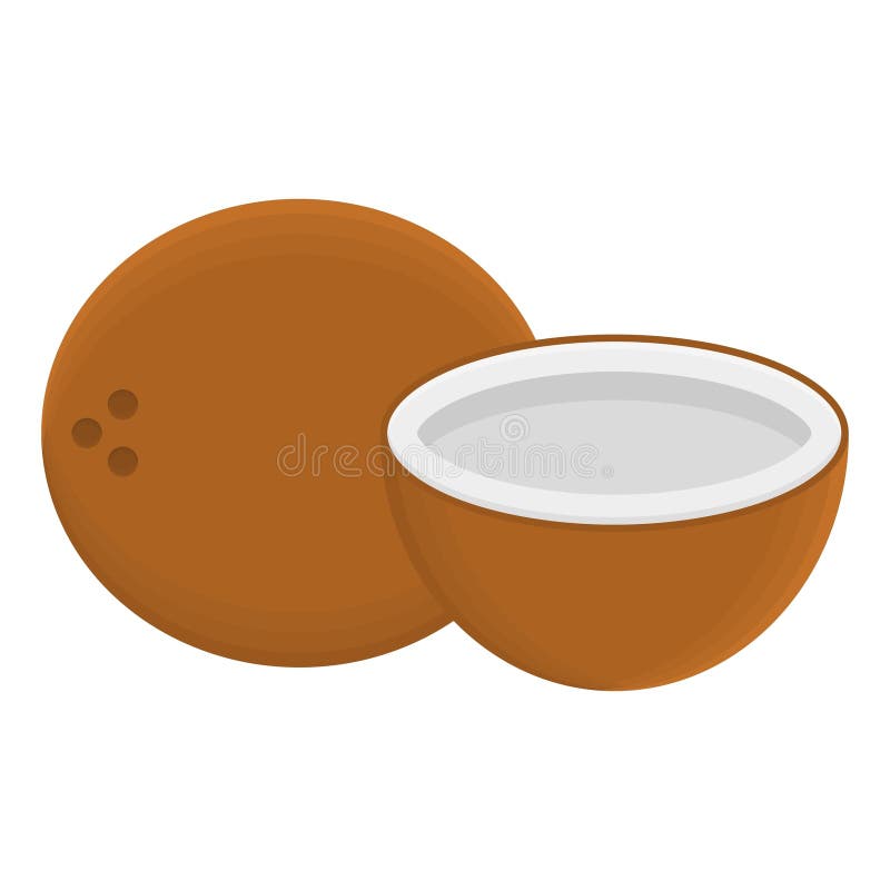 Whole and Half Sliced Brown Coconut Vector Stock Vector - Illustration ...
