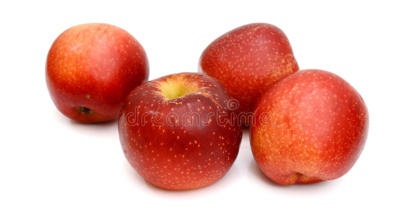 Whole and Half Red Apple with Leaf Isolated on White. Stock Photo ...