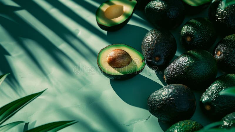 The Whole and Halved Avocado.AI Generated Image Stock Image - Image of ...