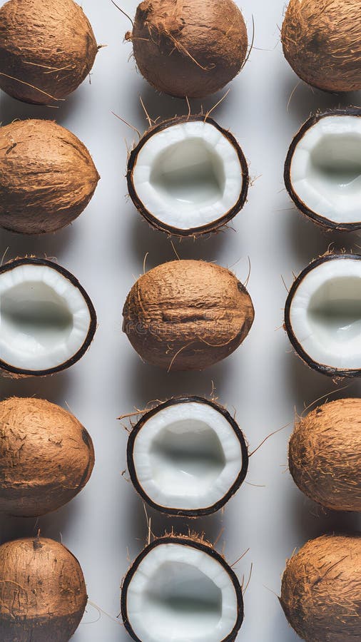 Whole and Halved Coconuts Isolated on White Background Stock ... Whole and Halved Coconuts Isolated on White Background Stock ...