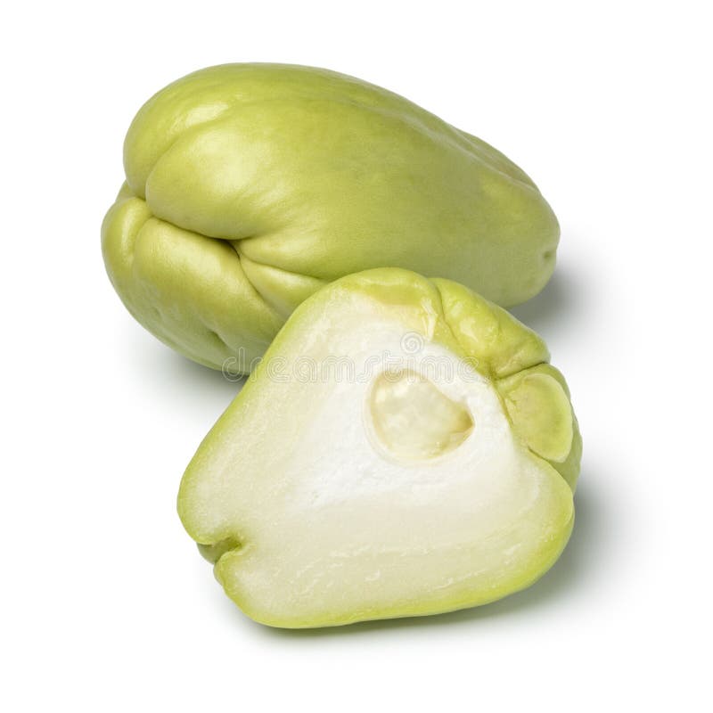 Fresh Chayote Fruits or Sechium Edulis on White Background with ...
