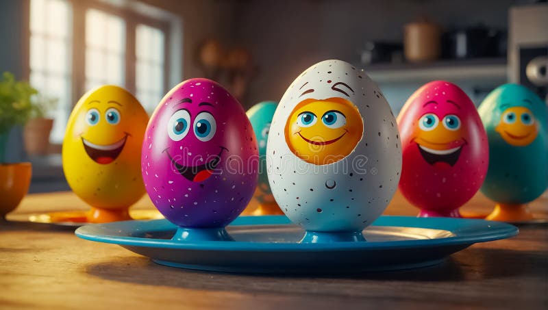 Whole Happy Cartoon Egg the Kitchen Creativity Friendly Stock ...