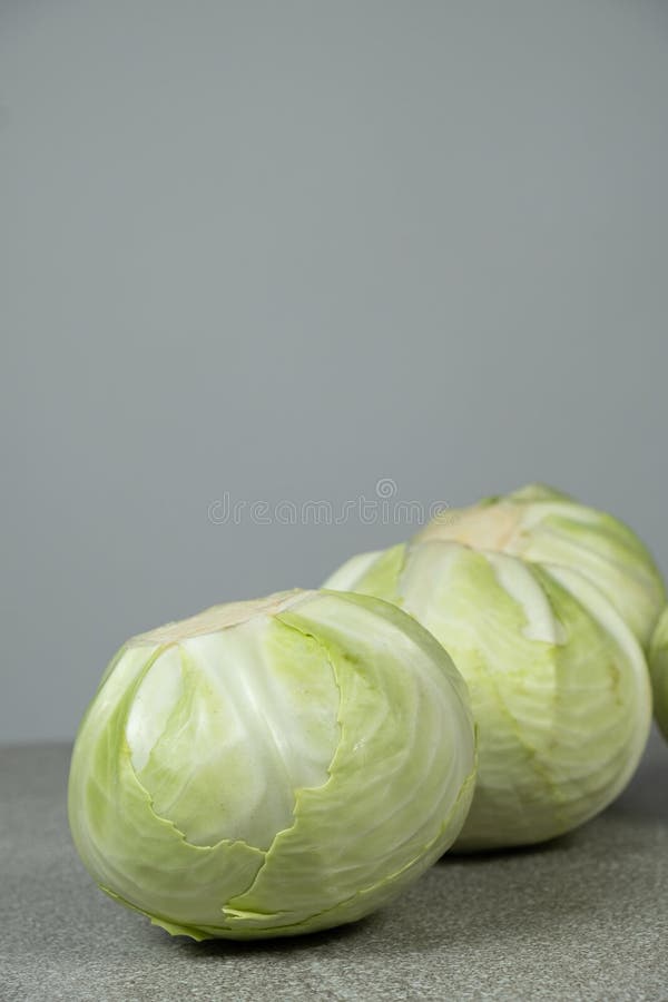 Whole Heads of Fresh White Cabbage, Place for Text Stock Photo - Image ...