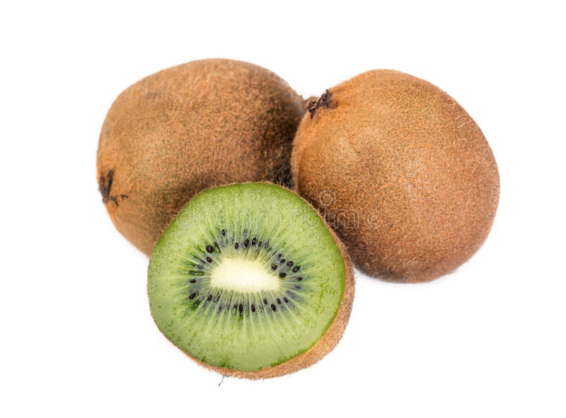 Whole Kiwi Fruit and Half Isolated Stock Photo - Image of cutout, fruit ...
