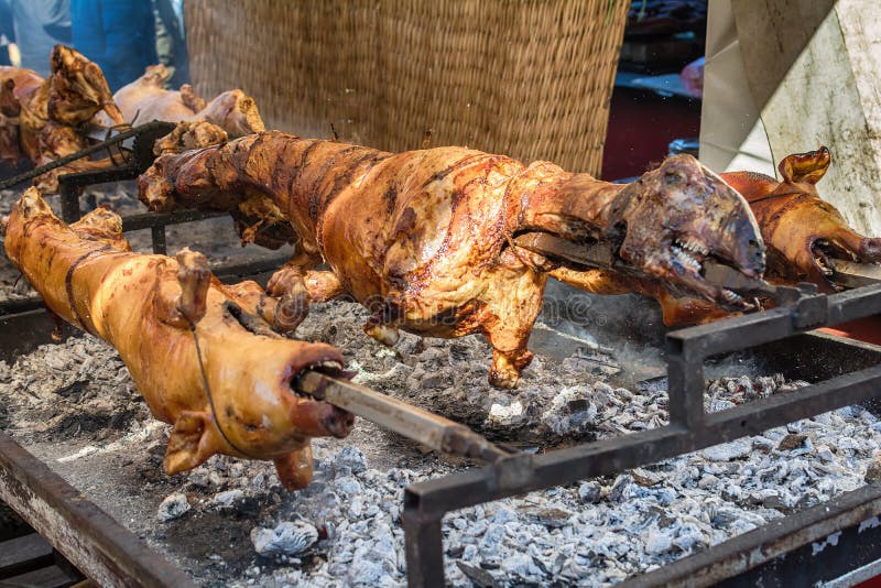 Whole Pig Being Roasted stock photo. Image of cookout, hospitality - 908244