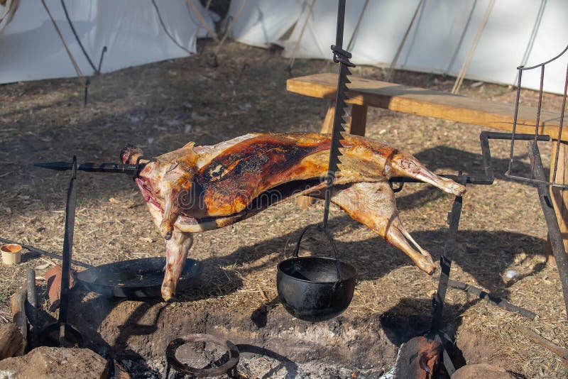 Lamb on the spit stock photo. Image of lamb, tradition - 160023688