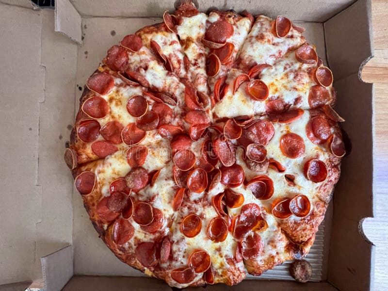 A Whole Large Pepperoni Pizza with Mini Pepperonis Stock Photo - Image ...