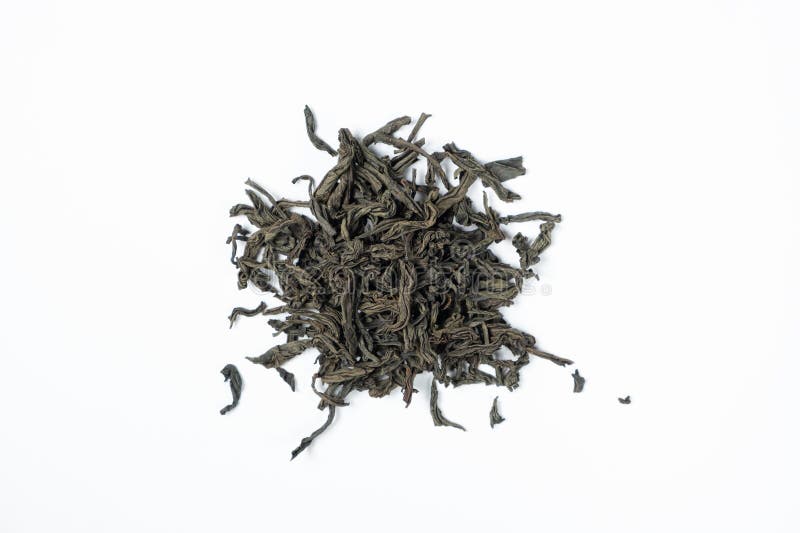 Whole Leaf Black Tea Top View on White Background Stock Photo - Image ...