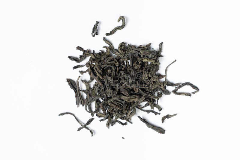 Whole Leaf Black Tea Top View on White Background Stock Image - Image ...