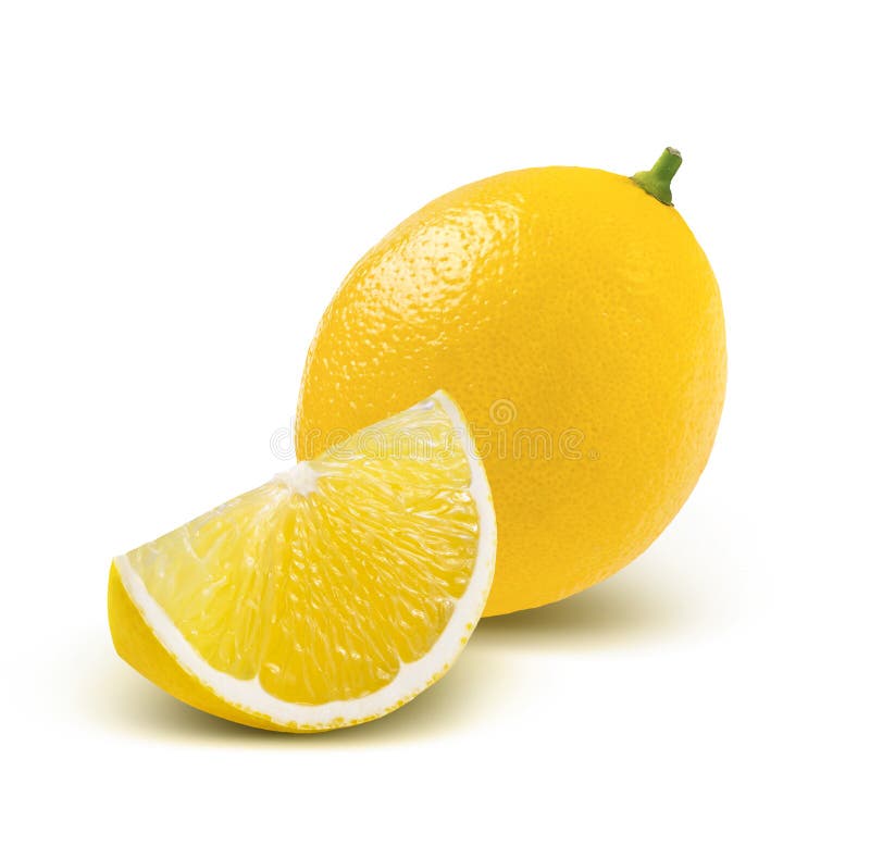Whole Lemon and Two Quarter Slices Isolated on White Stock Photo ...
