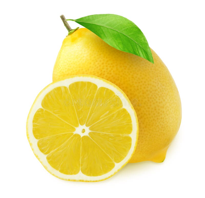 Whole Lemon and a Slice Isolated on White Stock Image - Image of ...