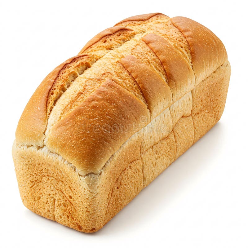 A Whole Loaf of Fresh, Rectangular White Bread, Isolated on a White ...