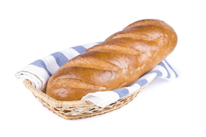 Whole Long Loaf in a Basket Stock Photo - Image of single, eating: 28221150