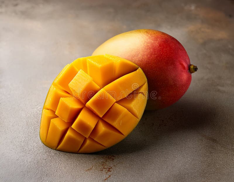 A Whole Mango with a Section Sliced Off, Revealing Its Bright Orange ...