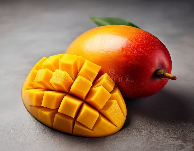 A Whole Mango with a Section Sliced Off, Revealing Its Bright Orange ...
