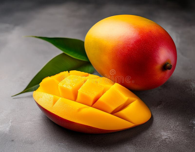 A Whole Mango with a Section Sliced Off, Revealing Its Bright Orange ...