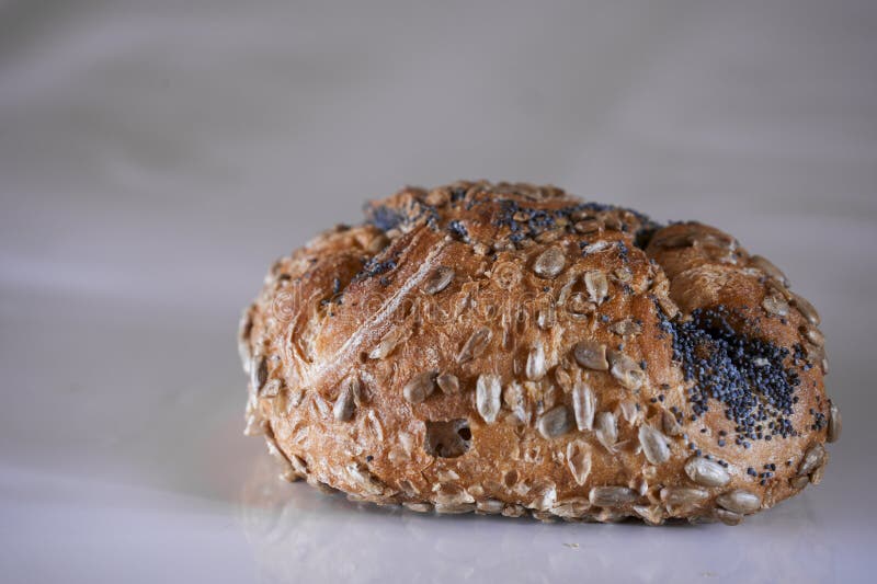 Whole Meal Bread Roll Isolated on Breakfast Table Stock Photo - Image ...