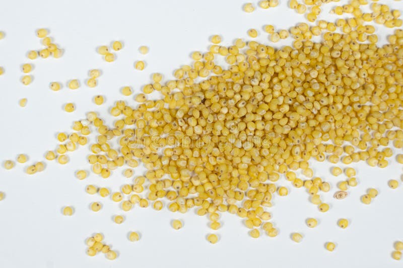 Whole Millet Grains on White Background Top View Macro Stock Photo ...