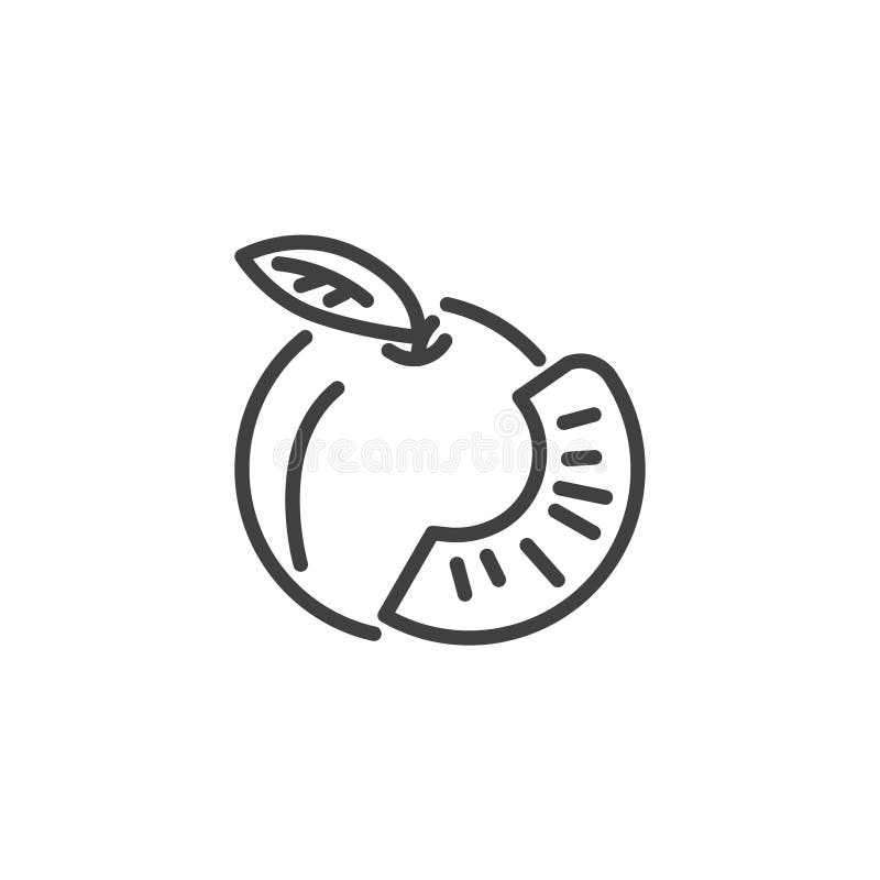 Whole Nectarine and a Half Line Icon Stock Vector - Illustration of ...