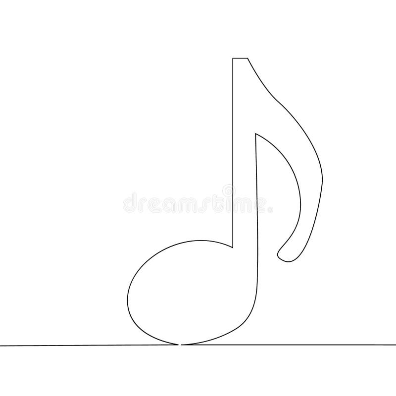 Whole Note Illustration with Single One Continuous Line Art Drawing ...