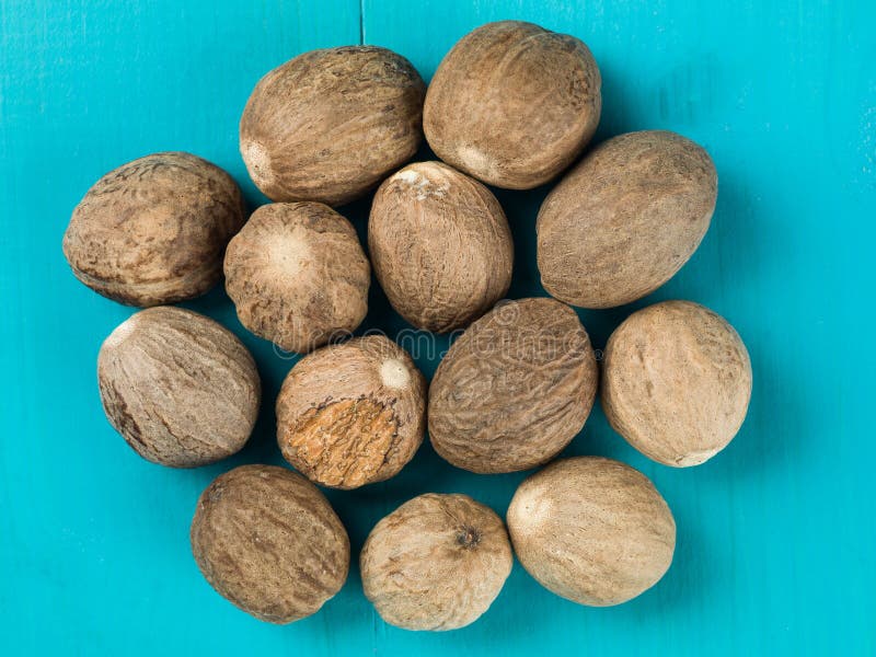 Whole Nutmeg Cooking Spice stock photo. Image of flat - 91186700
