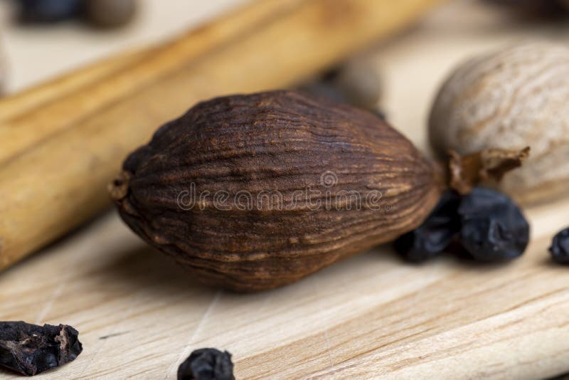 A Whole Nutmeg Fruit on the Kitchen Table Stock Image - Image of season ...