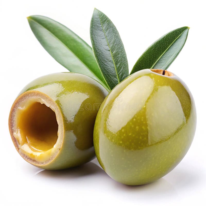 Whole Olive with Pit and Slices on White Background Stock Illustration ...