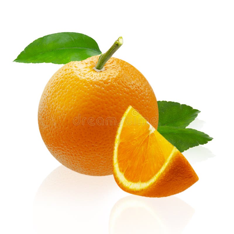 Whole Orange Fruit and Slices Isolated on White Background Stock Photo ...
