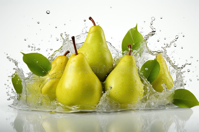 A Whole Pear Falls into the Water, Water Splashes and Pears. Stock ...