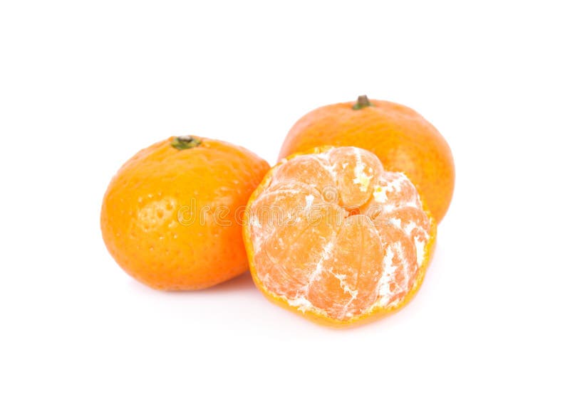 Whole and Peeled Fresh Tangerine or Mandarin Orange on White Background ... Whole and Peeled Fresh Tangerine or Mandarin Orange on White Background ...