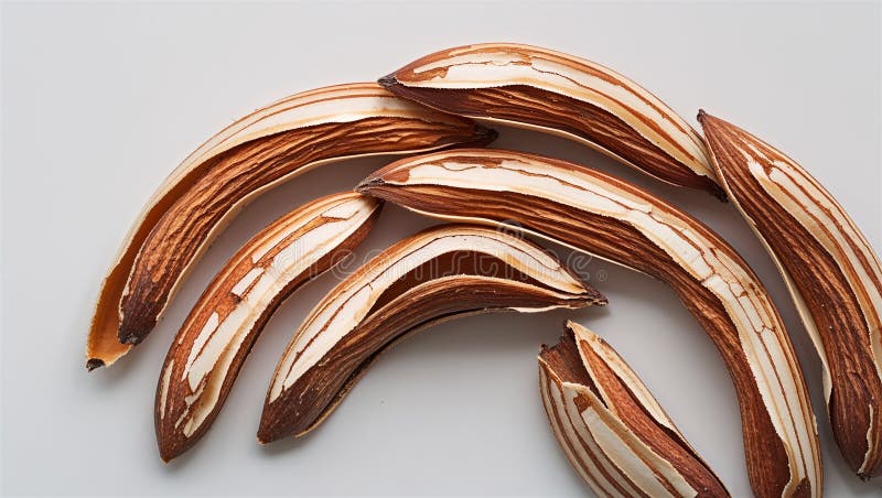 Whole Peeled Outer Seed Shell of Jungle Almond Arranged Curved and ...