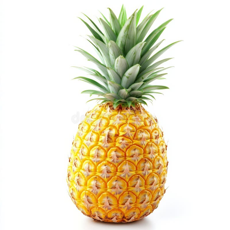 A Whole Pineapple with Leaves, Isolated on a White Background ...
