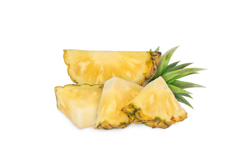 Whole Pineapple and Pineapple Slice. Pineapple with Leaves Isolated on ...