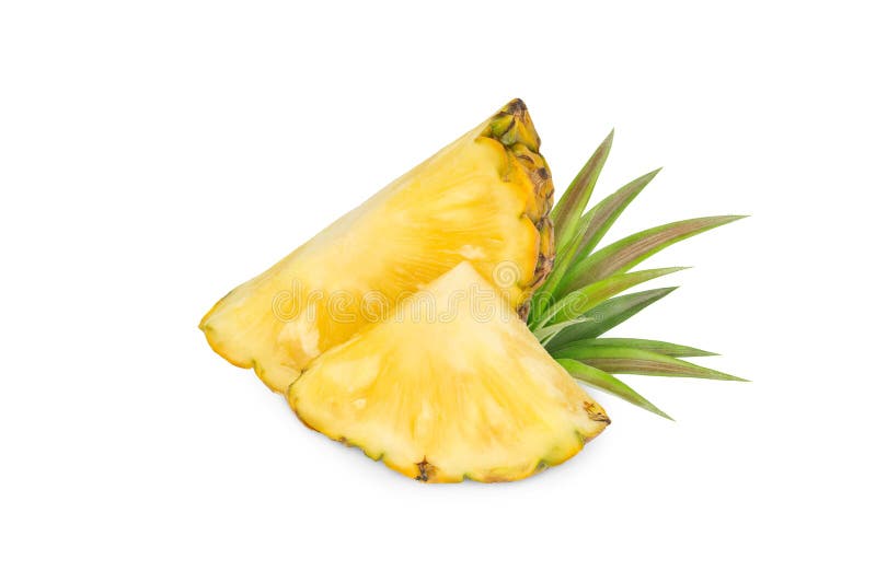 Whole Pineapple and Pineapple Slice. Pineapple with Leaves Isolated on ...