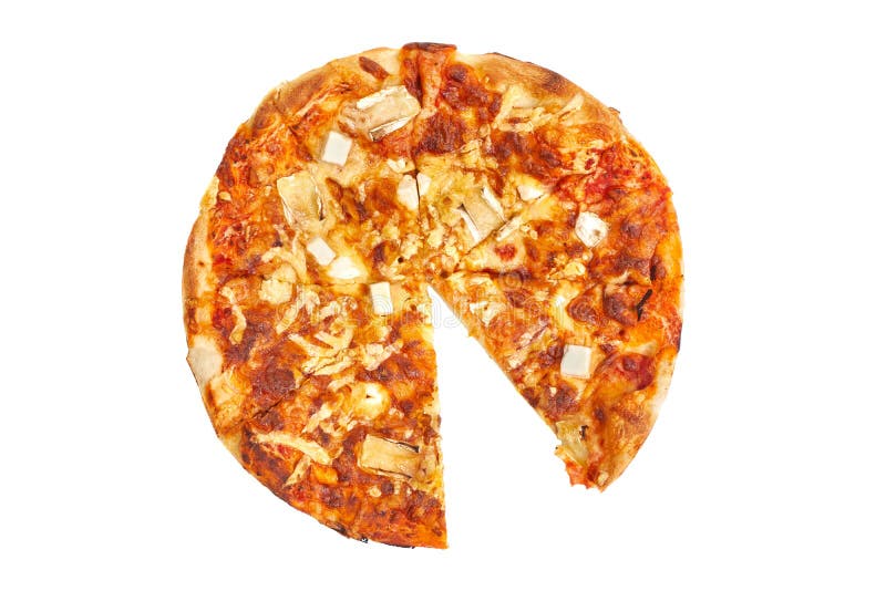 Pizza with a slice missing stock photo. Image of lunch - 60345022