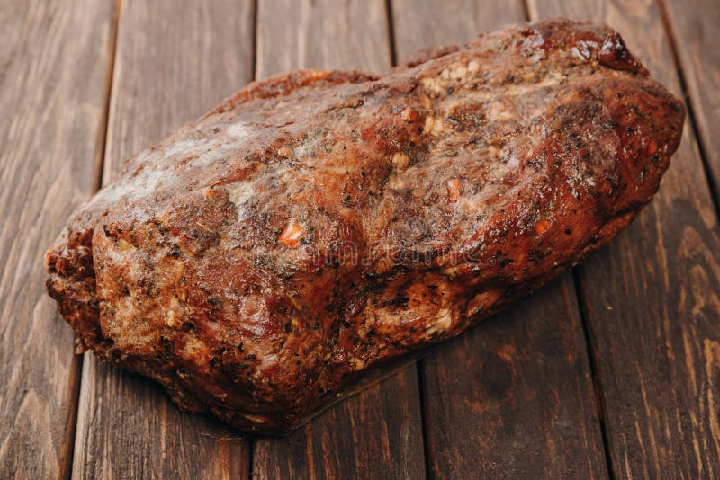 Whole Pork Sausage on a Wooden Background. without Label Stock Photo ...