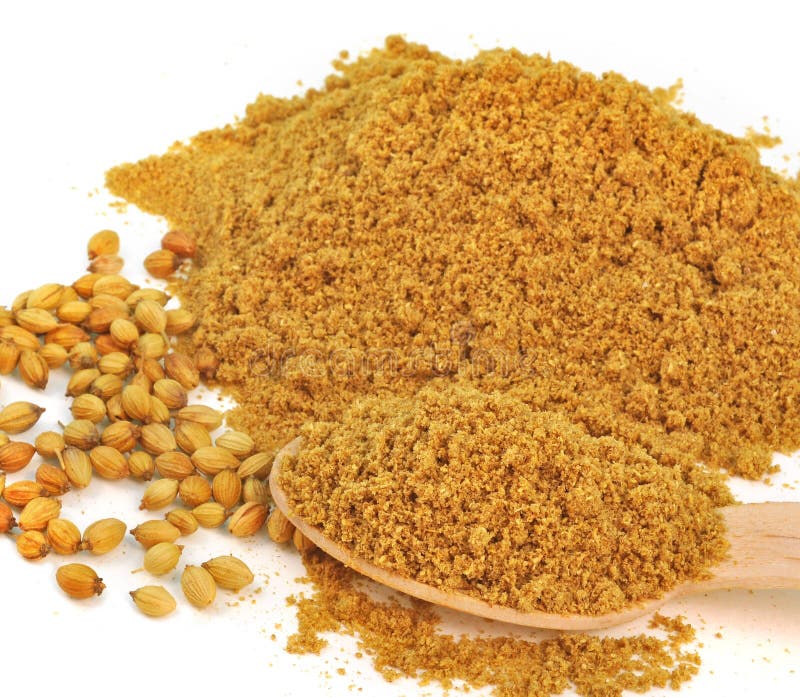 Whole and Powder of Dried Coriander Stock Photo - Image of masala ...