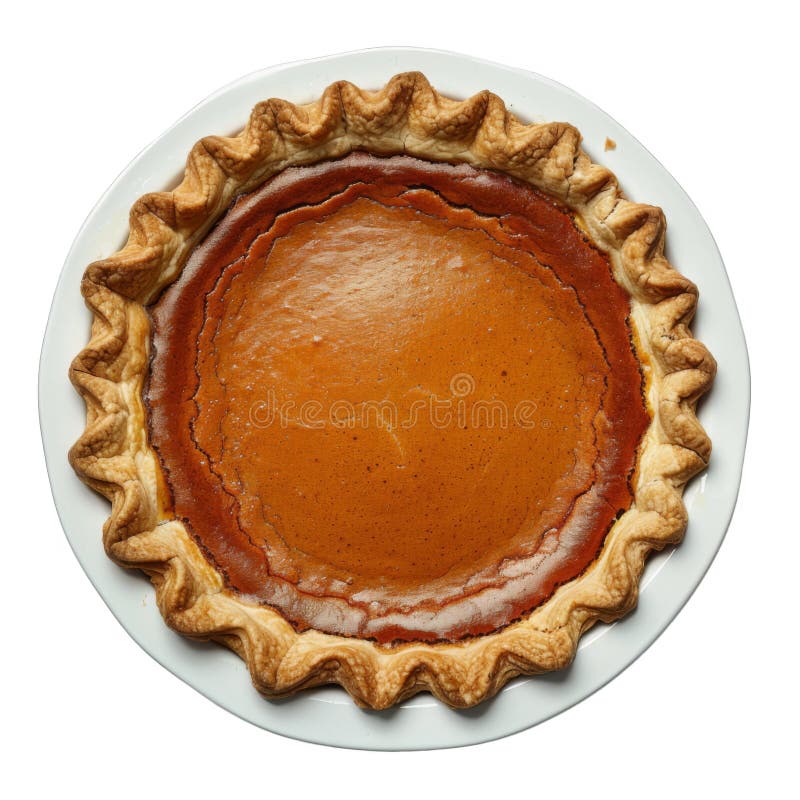 Whole Pumpkin Pie with Flaky Crust on a White Plate Stock Image ...