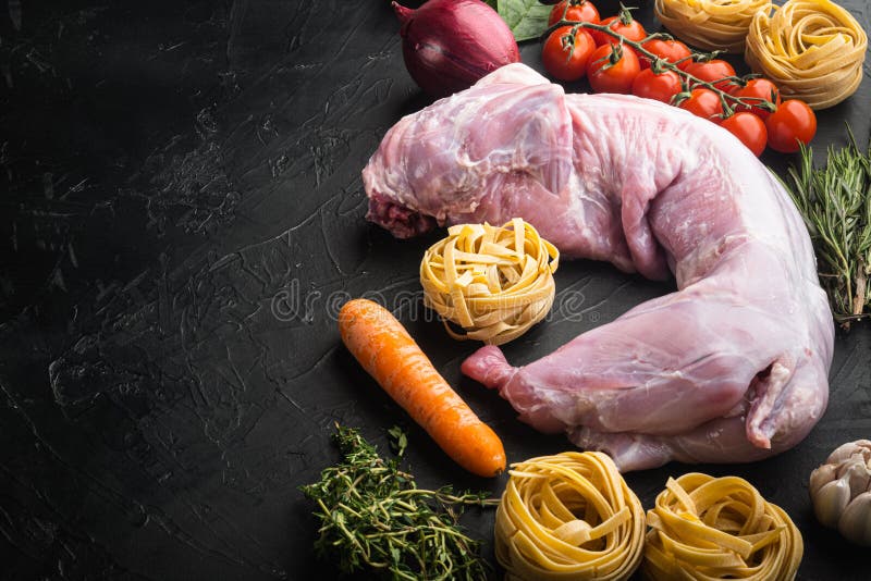 Whole Rabbit, Raw Meat with Spices and Vegetables for Tagliatelle ...