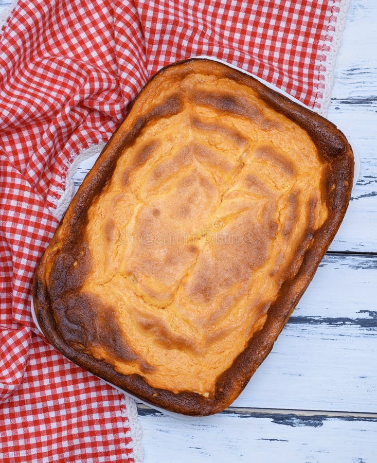 Whole Rectangular Pie of Cottage Cheese and Pumpkin Stock Image - Image ...