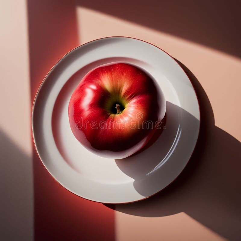 Whole red apple on a plate stock illustration. Illustration of clipping ...