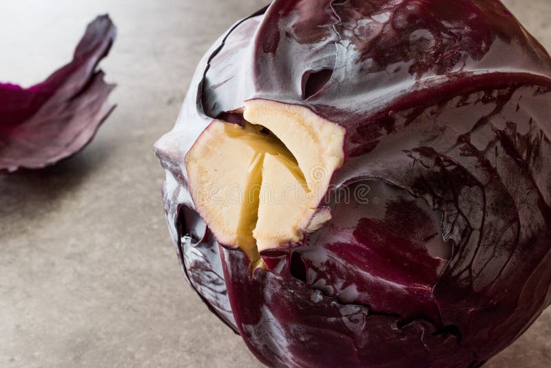 Whole Red Cabbage on Grey Surface. Stock Image - Image of white, close ...