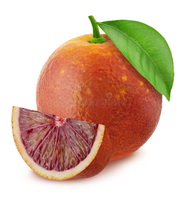 Whole Red Orange with Slice Isolated on White Background. Stock Image ...